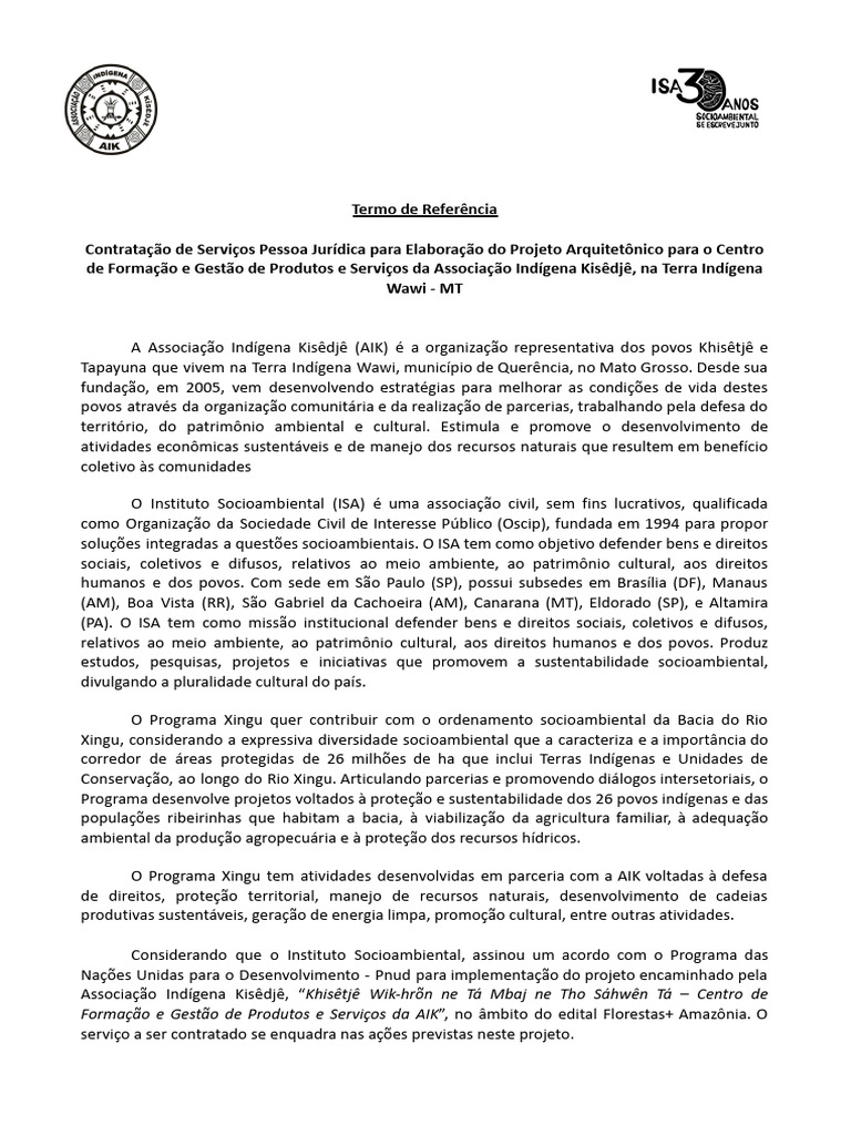 Consultoria TDR - Arquiteto - Pnud - Prazo 31 - 07 - 2024.docx | PDF ...