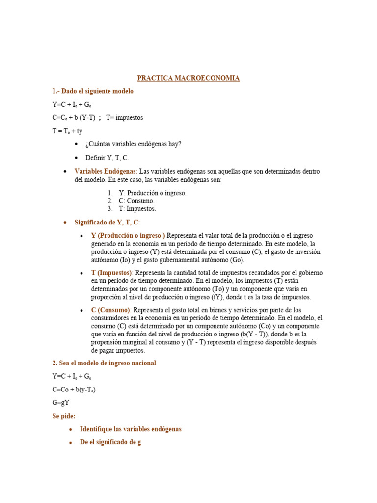 PRACTICA MACRO | Descargar gratis PDF | Producto Interno Bruto | Impuestos