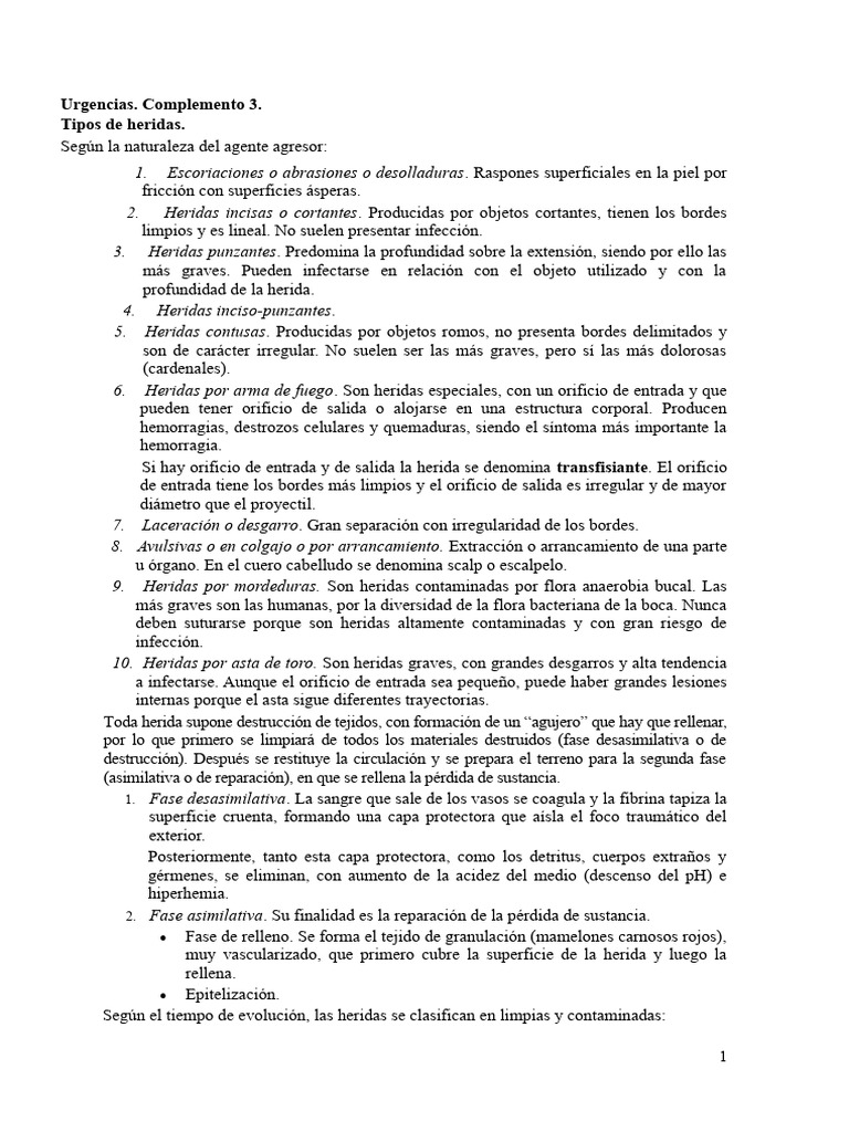 Urgencias. Complemento 3 | PDF | Herida | Sangre