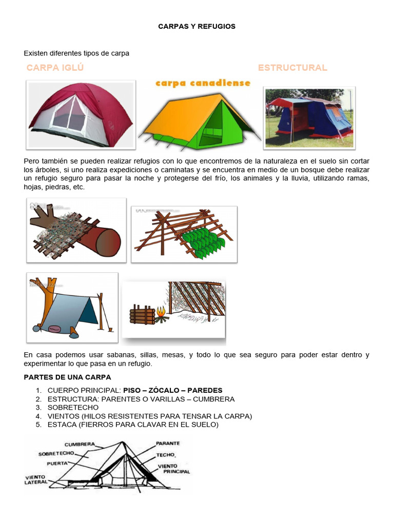 Tipos y partes de carpas y refugios | PDF | Arboles