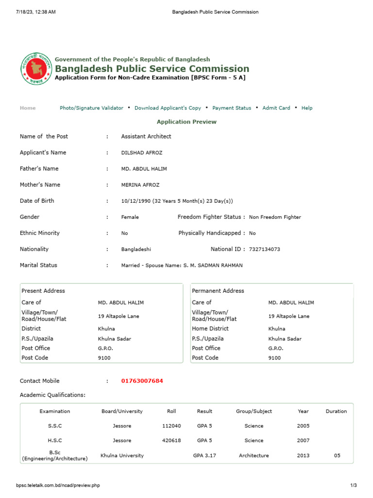 Bangladesh Public Service Commission | PDF