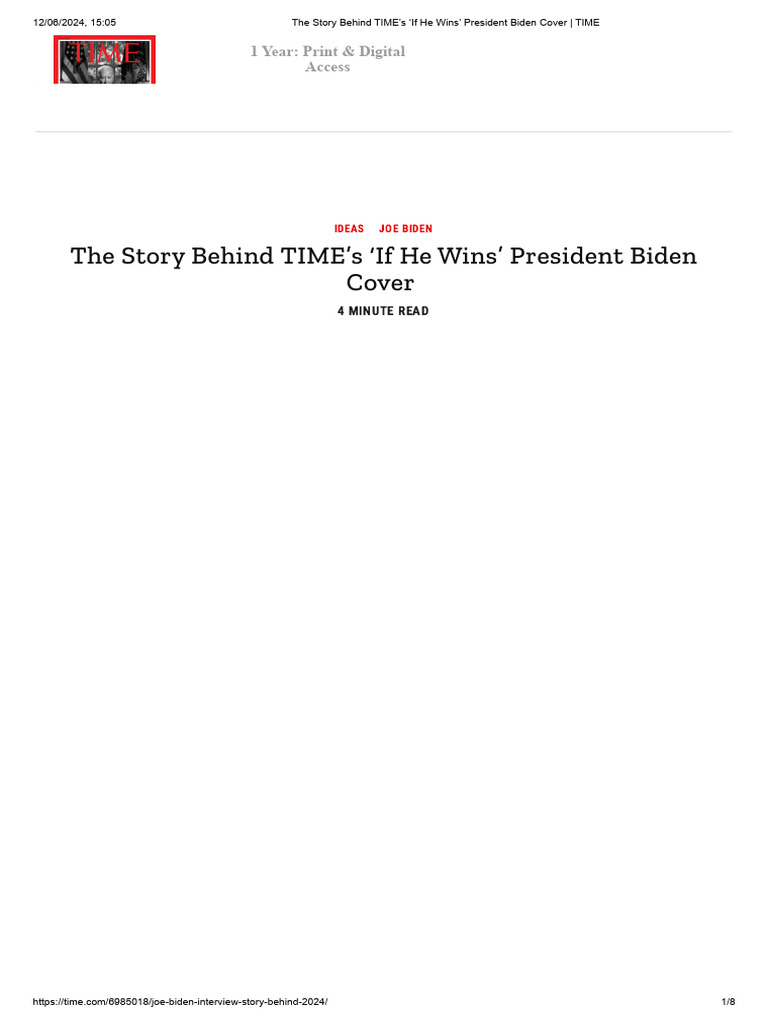 The Story Behind TIME's If He Wins' President Biden Cover - TIME | PDF ...