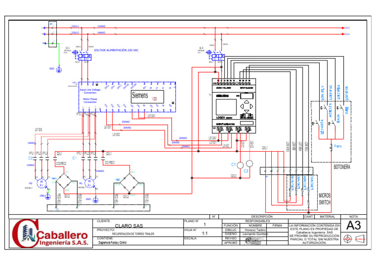 Diagrama de Fuerza y Control 220VAC | PDF