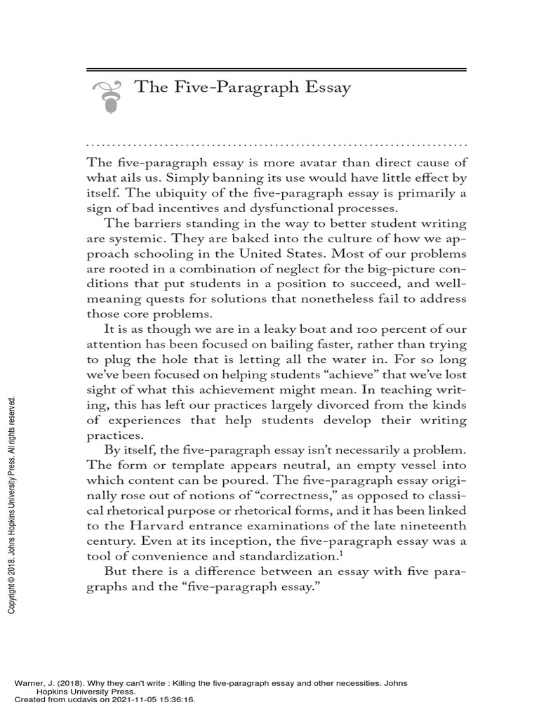 The Five-Paragraph Essay Chapter | PDF | Cognition