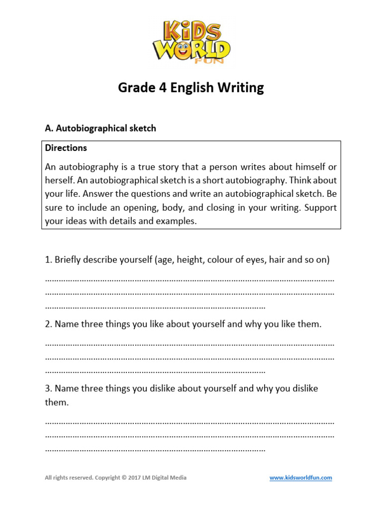 Grade 4 English Writing | PDF | All Rights Reserved