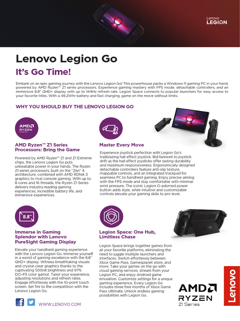 Legion Go 8APU1 Datasheet EN | PDF | Lenovo | Xbox