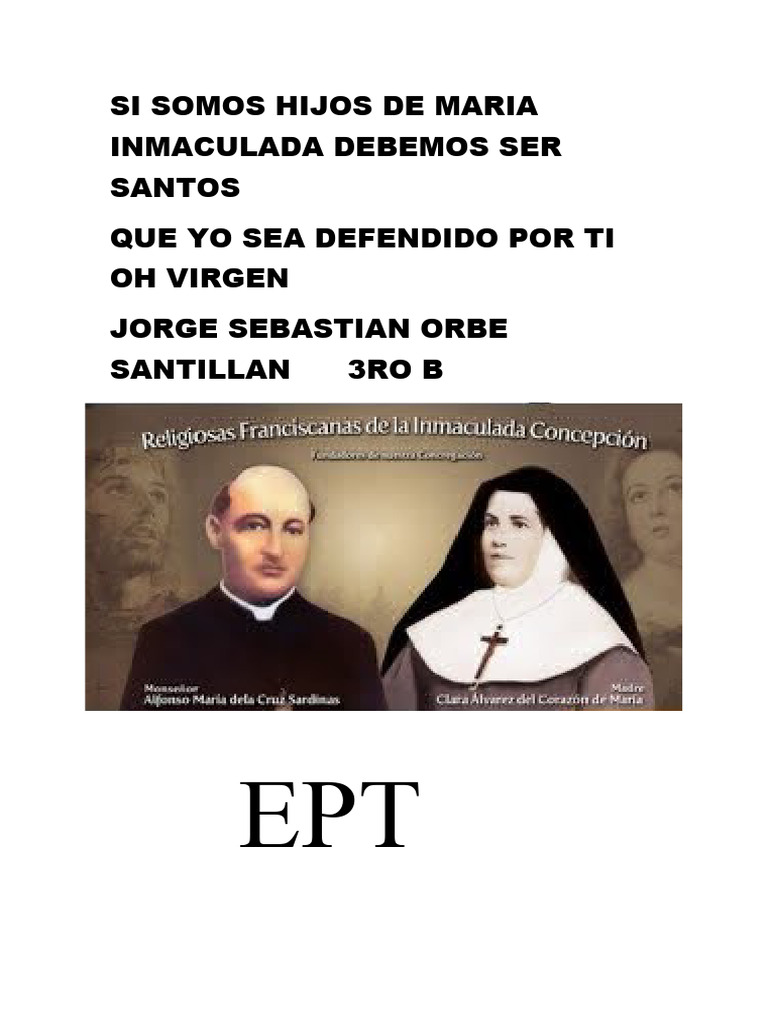 Si Somos Hijos de Maria Inmaculada Debemos Ser Santos | PDF