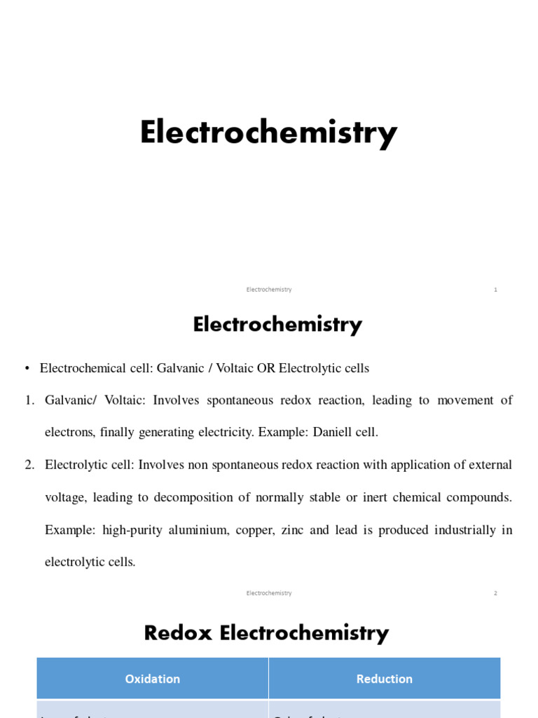 3 Electrochemistry | PDF | Electrochemistry | Redox