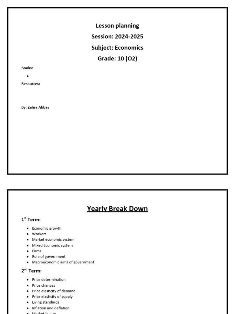 Lesson Planning Economics For Grade 10 | PDF | Economics | Elasticity ...