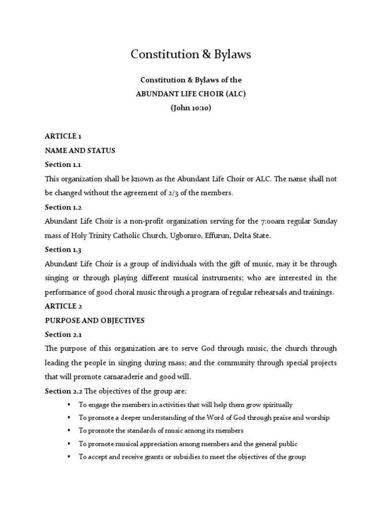 Constitution and Byelaw | PDF | Choir | Conducting