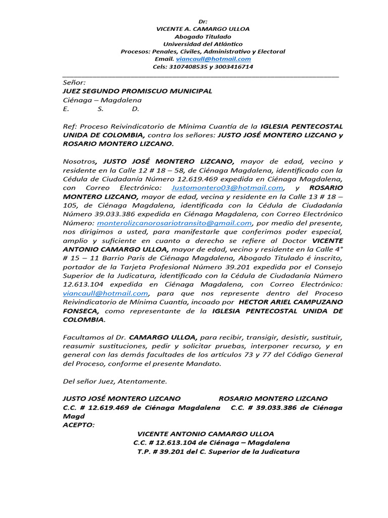 ELPODER DE JUSTO MONTERO LIZCANO y ROSARIO MONTERO LIZCANO - VICENTE 27062024 | PDF | Documento ...