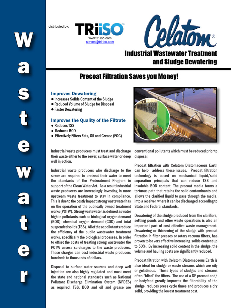EP Minerals Celatom Wastewater Treatment Brochure | PDF | Filtration ...