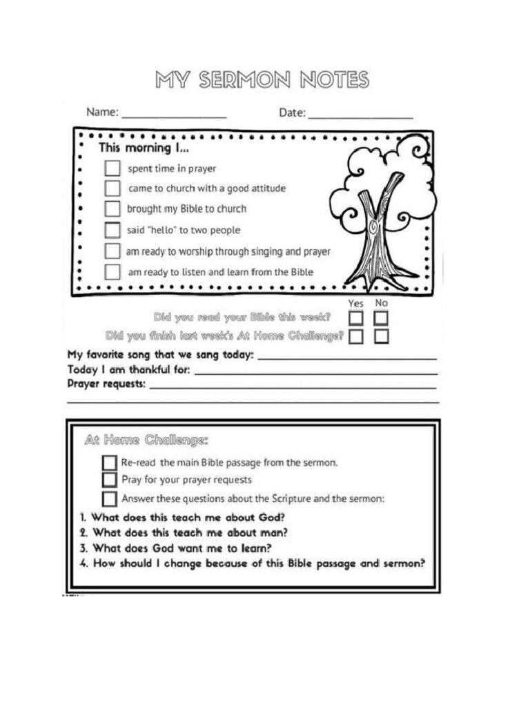 Sermon Notes For Kids | PDF