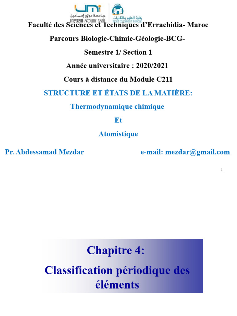 Classification périodique des éléments | PDF | Tableau périodique | Atomes