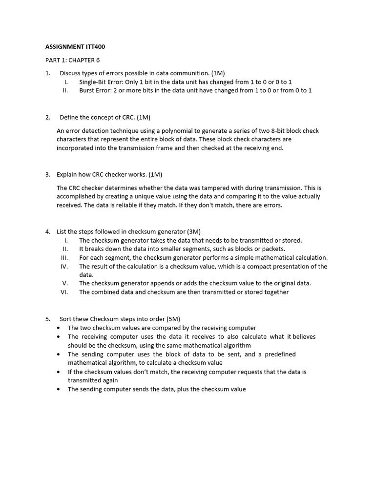 Data Communication Error Detection Methods | PDF | Error Detection And Correction | Algorithms