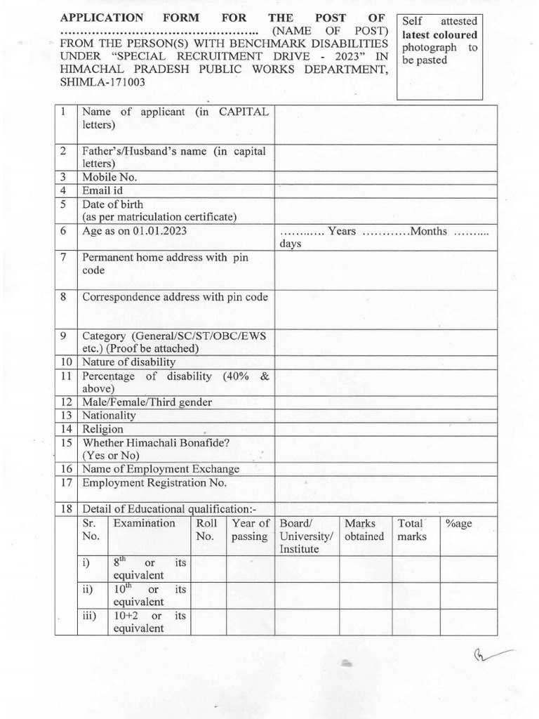 PWD Form | PDF