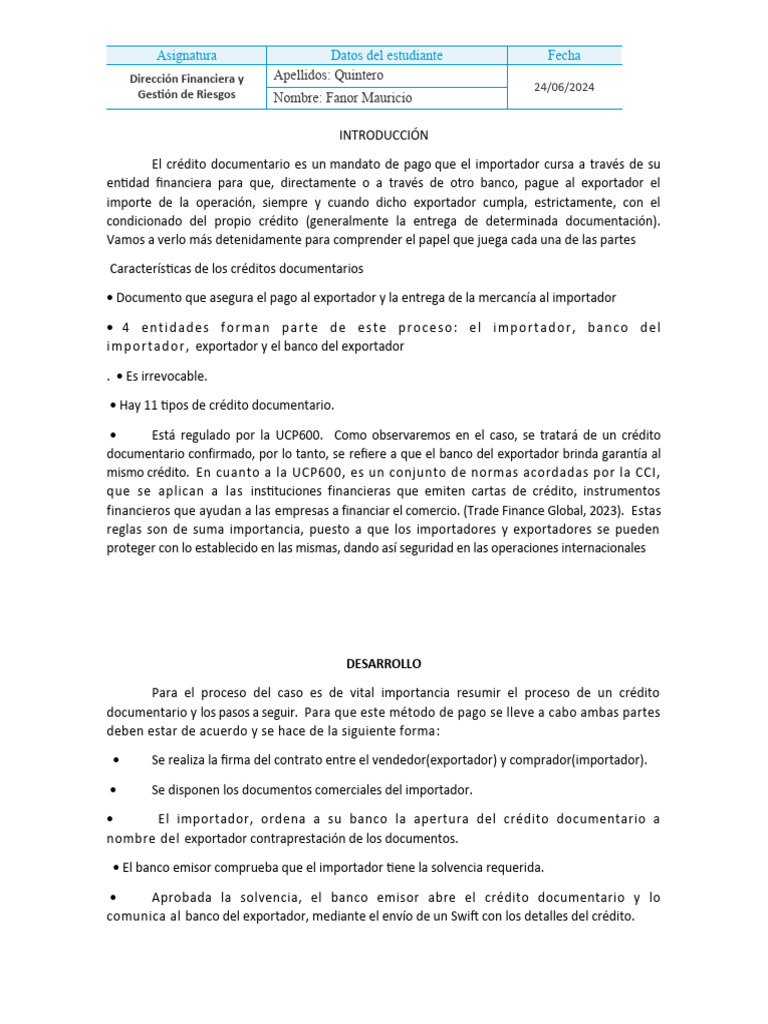 Fanor Mauricio Siglo Xxi | PDF | Carta de crédito | Bancos