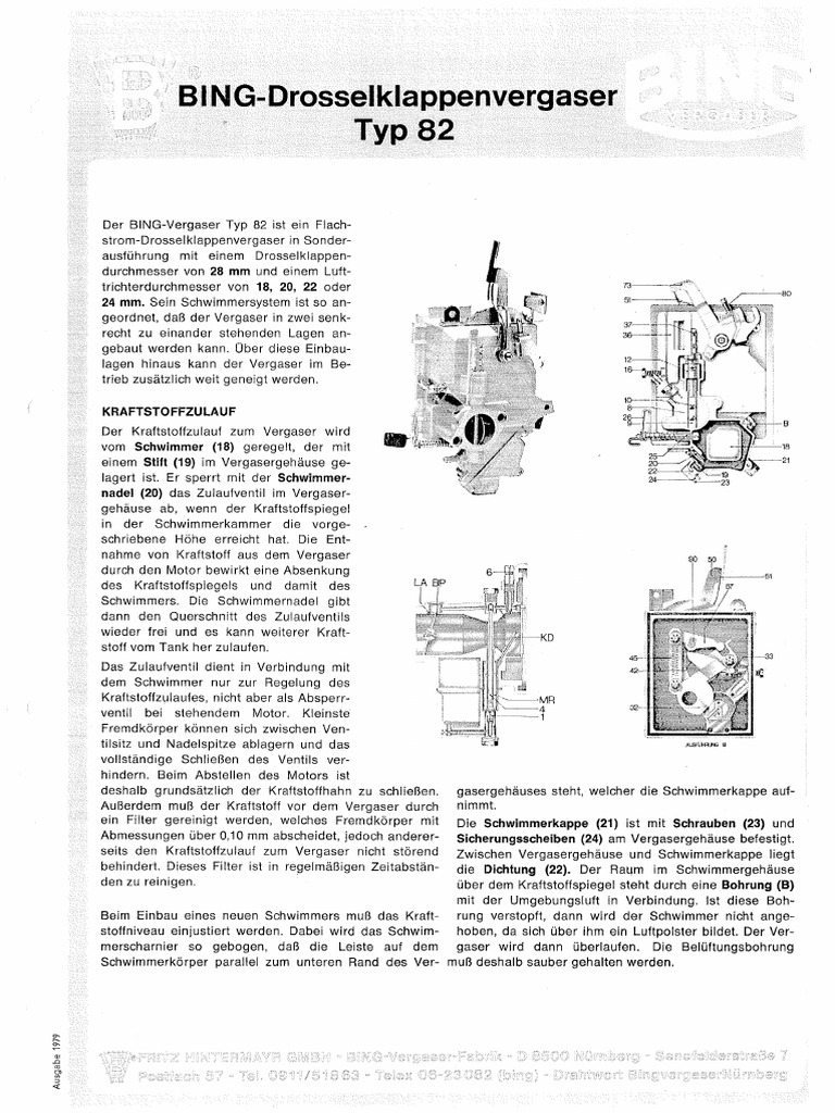 Sabo Rasenmäher Bing Drosselklappenvergaser Type 82 | PDF