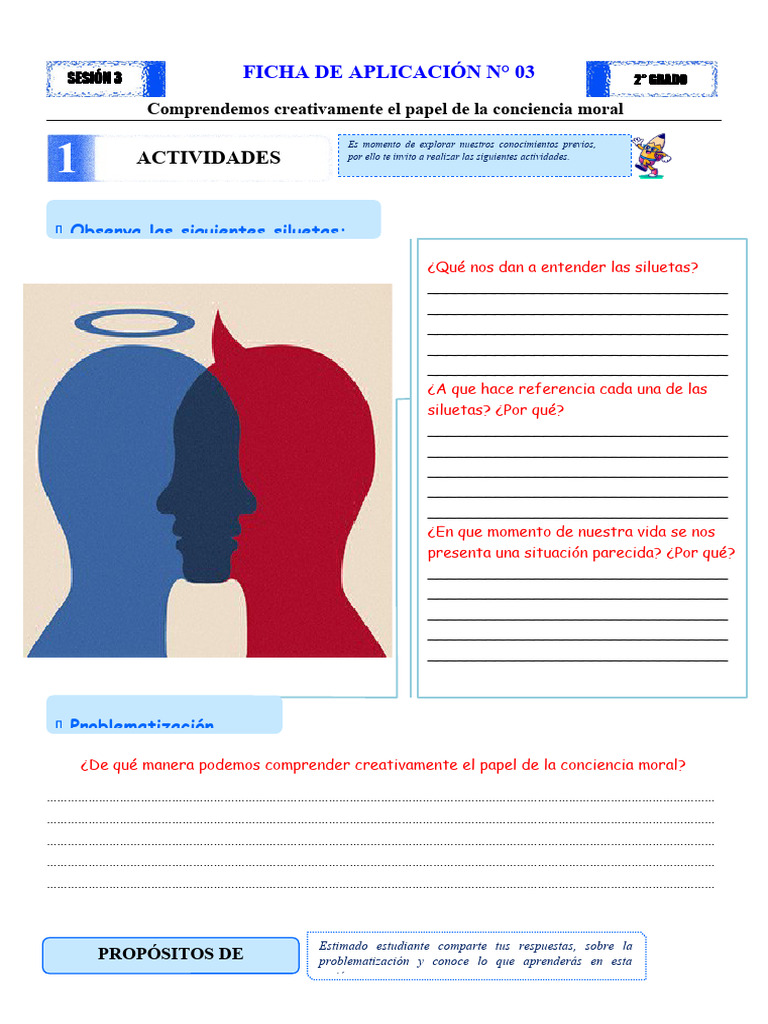 FICHA 3 - COMPRENDEMOS CREATIVAMENTE EL PAPEL DE LA CONCIENCIA MORAL - DPCC 2DO | Descargar ...