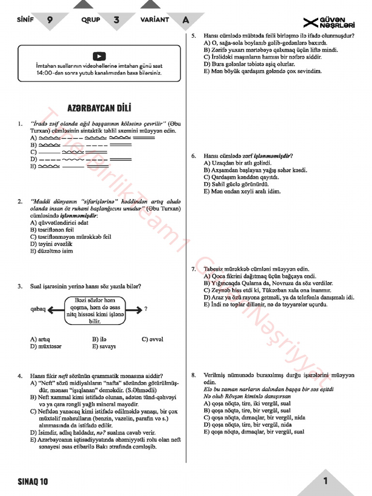 @aydanazimleoyren Güvən III Qrup (Blok) | PDF