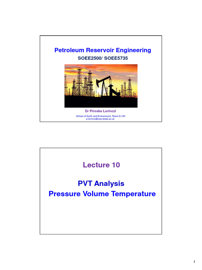 Lect10_PVT | PDF | Petroleum Reservoir | Gases