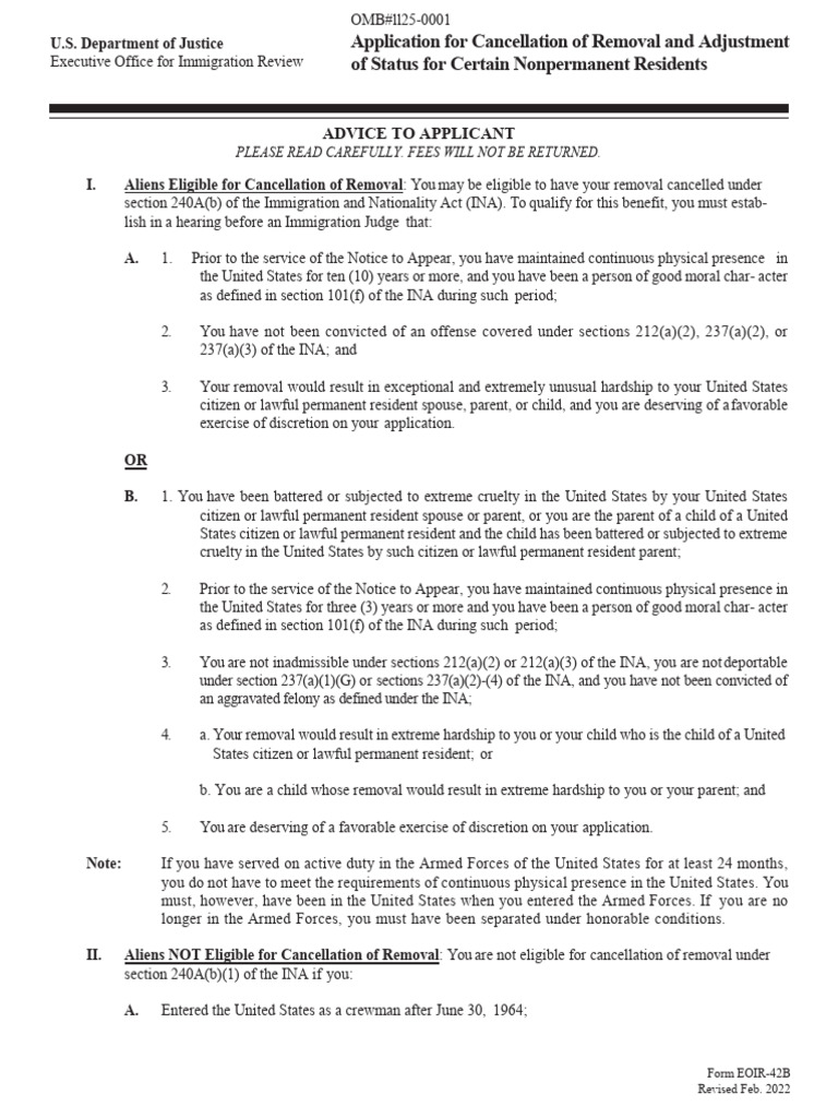 eoir-42b_2022_final | Download Free PDF | Military Discharge | United ...