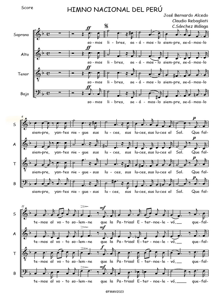 HIMNO NACIONAL DEL PERÚ | PDF | Perú | Símbolos nacionales