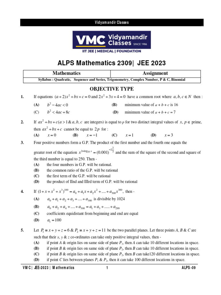 ALPS 2309 Assignment | PDF | Numbers | Equations