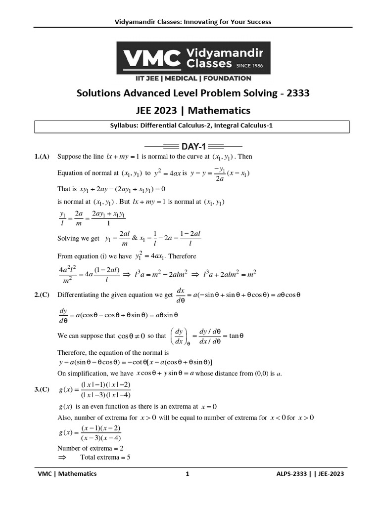 ALPS 2333 Maths Assignment Solutions | PDF | Tangent | Slope