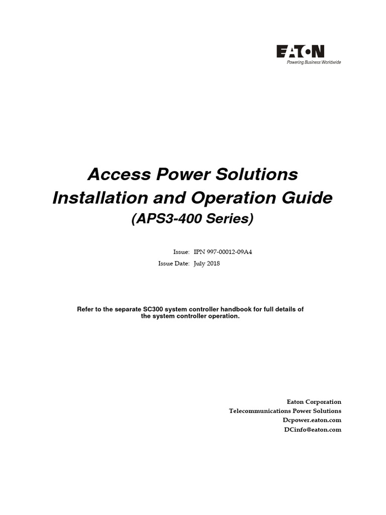 APS3-400 Installation Guide (SC300) - A4 | PDF | Direct Current | Rectifier
