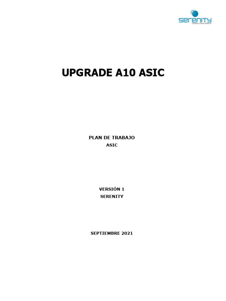 Plan de Trabajo Upgrade A10 | PDF | Recuperación de desastres | Apoyo