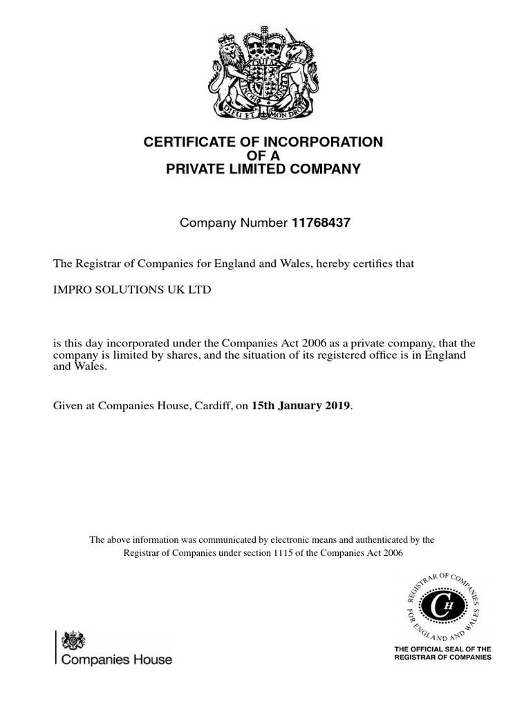 Company Certificate and Data | PDF | Business