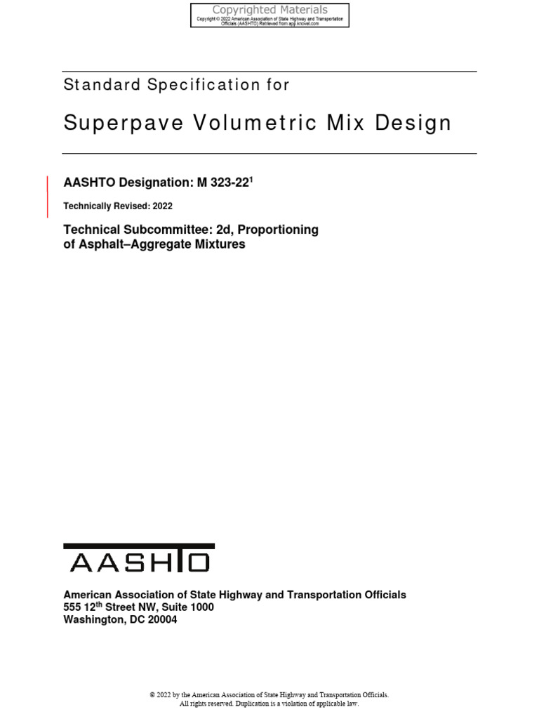 M 323 - Superpave Volumetric Mix Design | PDF | Construction Aggregate ...
