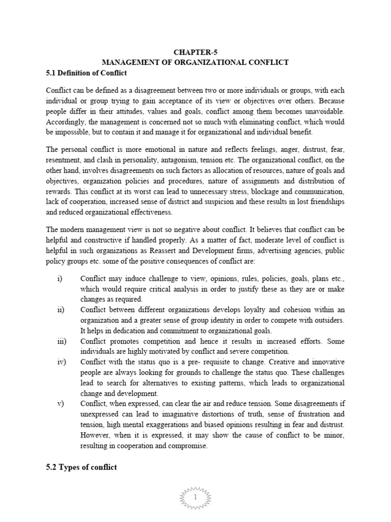 Chap-5 Organizational Conflict | PDF | Conflict (Process) | Goal
