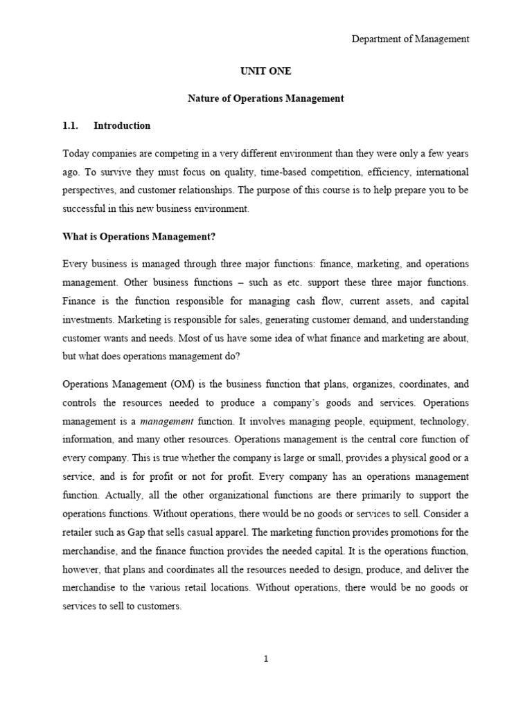 Om-Chapter 1 & 2 Edited | PDF | Strategic Management | Factors Of Production