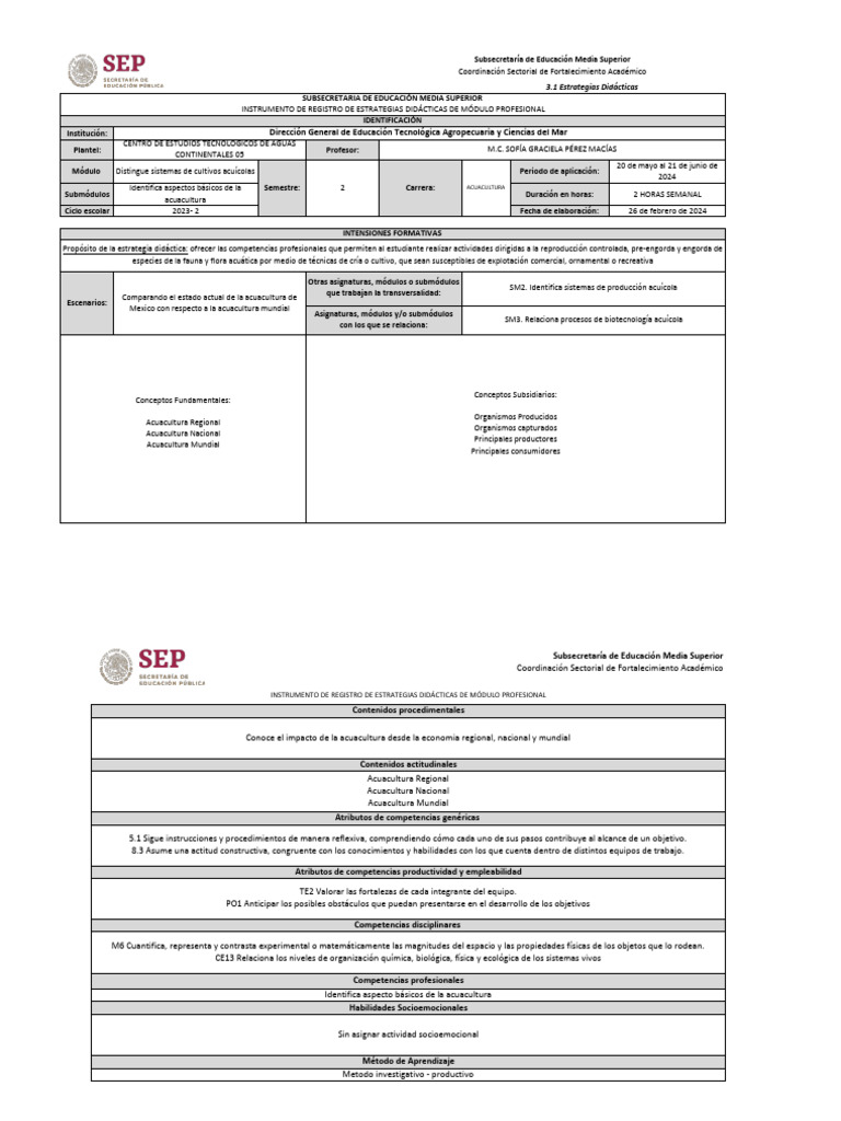 Sm1 Mod1 Acua 2do TM SGPM Tercer Parcial | PDF | Evaluación | Maestros