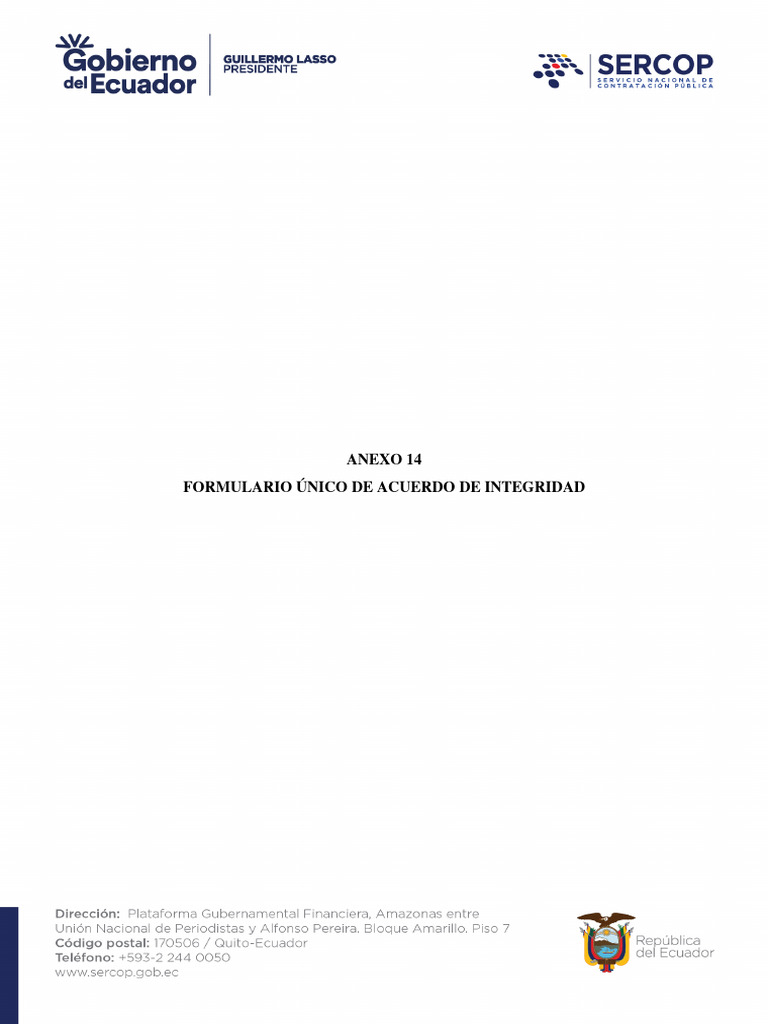 13-13-3 ANEXO 14 FORMULARIO UNICO DE ACUERDO DE INTEGRIDAD-signed | PDF ... 13-13-3 ANEXO 14 FORMULARIO UNICO DE ACUERDO DE INTEGRIDAD-signed | PDF ...