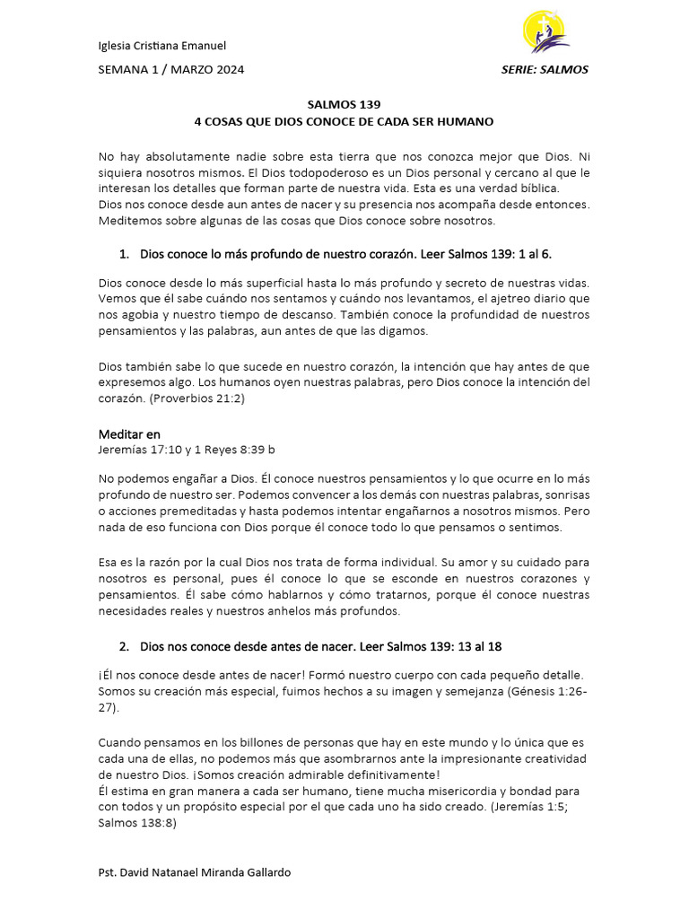 SALMOS 139 Primera Parte | PDF | Dios | Salmos