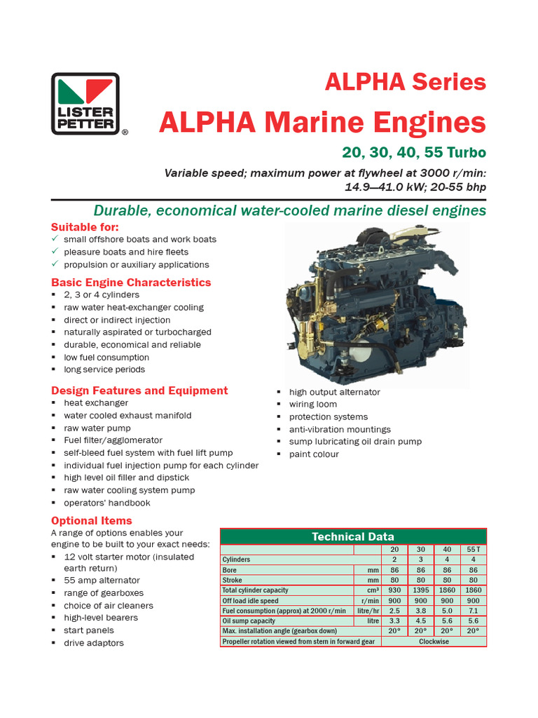 ALPHA Marine Diesel Engines Overview | PDF | Diesel Engine | Horsepower