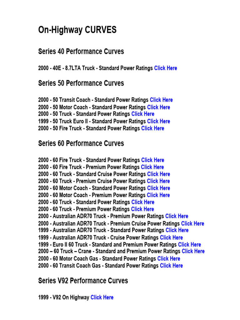 On-Highway Engine Performance Curves | PDF | Internal Combustion Engine ...