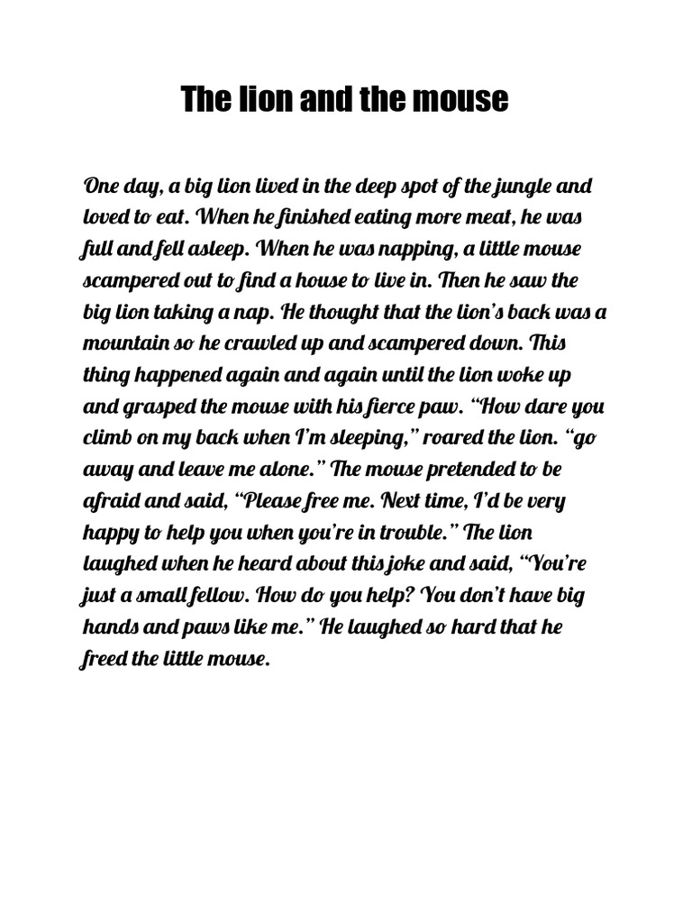 The Lion and The Mouse | PDF