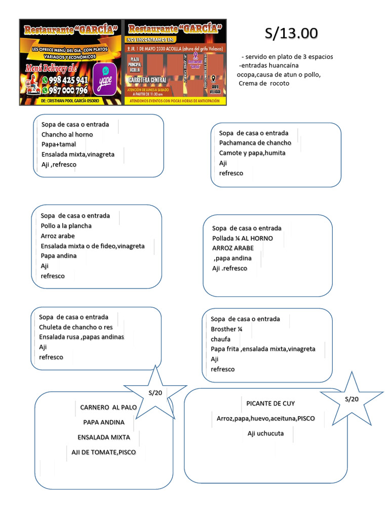Menu TRECE Soles Con Sopa PDF | PDF