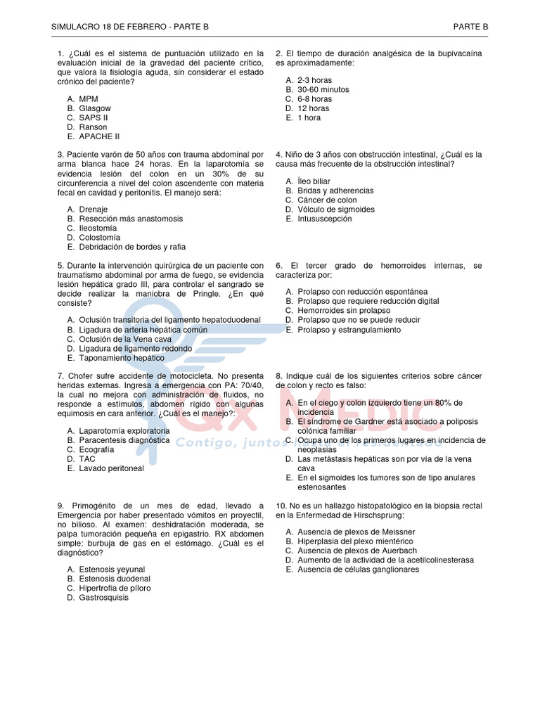 Simulacro 4 - parte B | PDF | Asma | Esófago