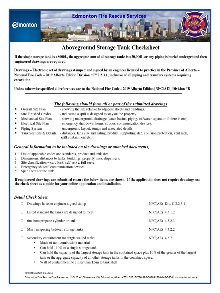 Aboveground Storge Tank (AST) Checklist | PDF
