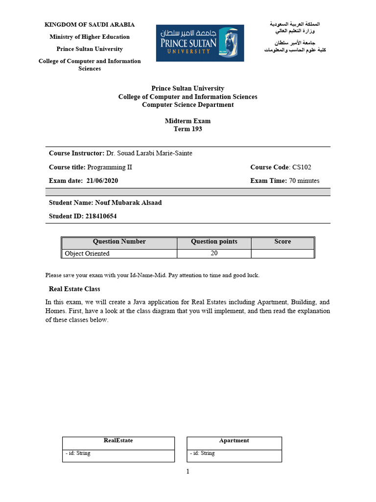 193 CS102 Midterm 21june | PDF | Constructor (Object Oriented Programming) | Programming