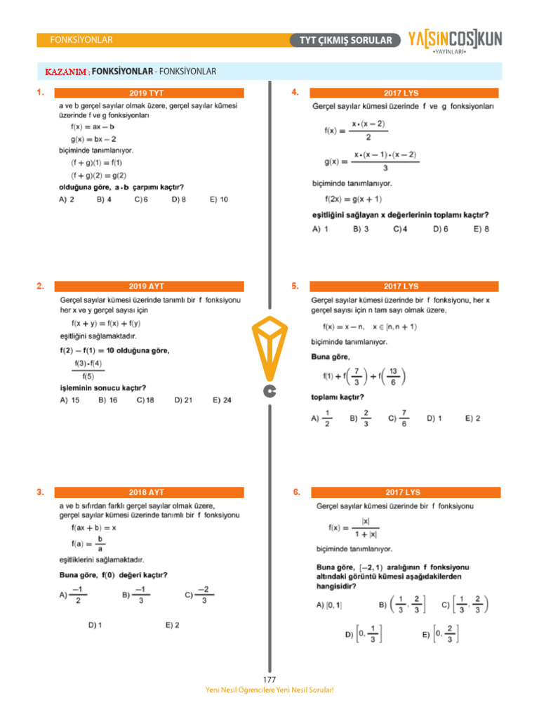 Fonksiyon Cıkmış Soru | PDF