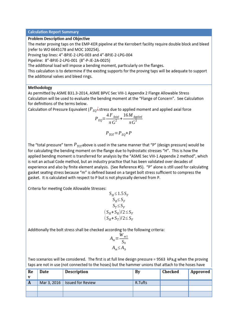 Pipe Stress Analysis Calculation Report Summary | PDF | Stress ...