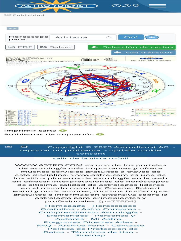 Carta Natal Gratis en Astrodienst | PDF