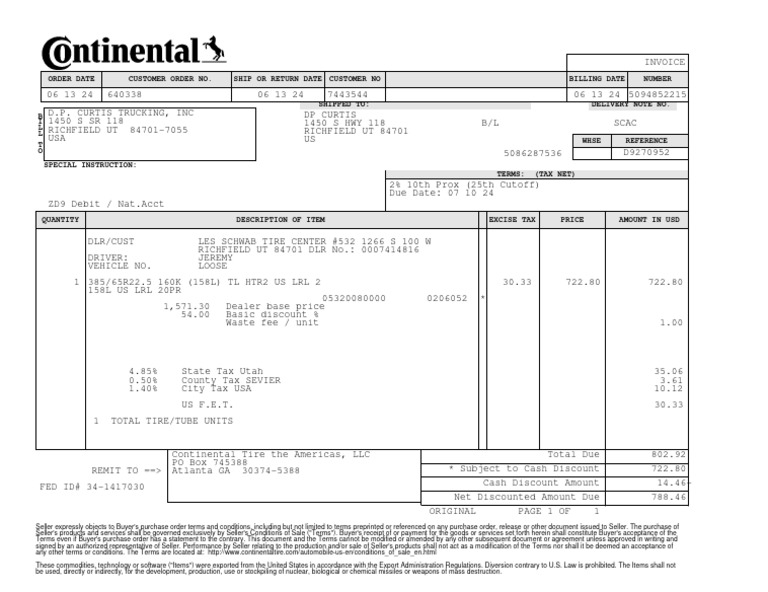 Invoices Continental 00000000 | PDF | Sales