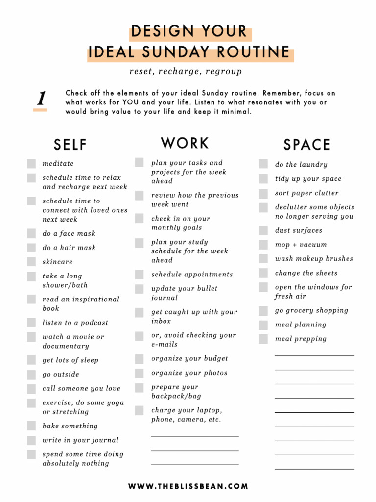 Design Your Ideal Sunday Routine | PDF